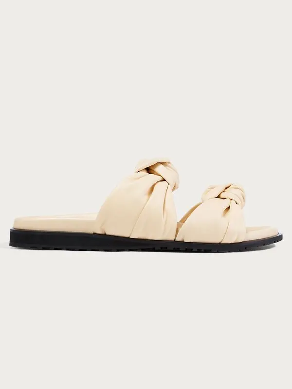 Dear Frances Tye Leather Slides - Lait