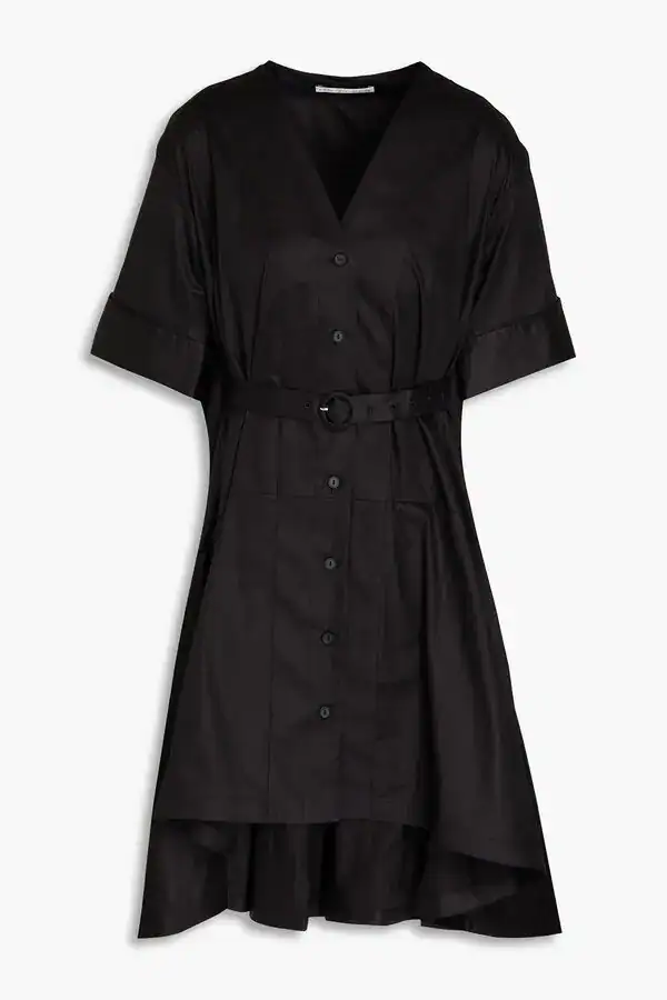 Palmer//Harding Belted Stretch-Cotton Poplin Mini Dress In Black - 85% Off  | Editorialist