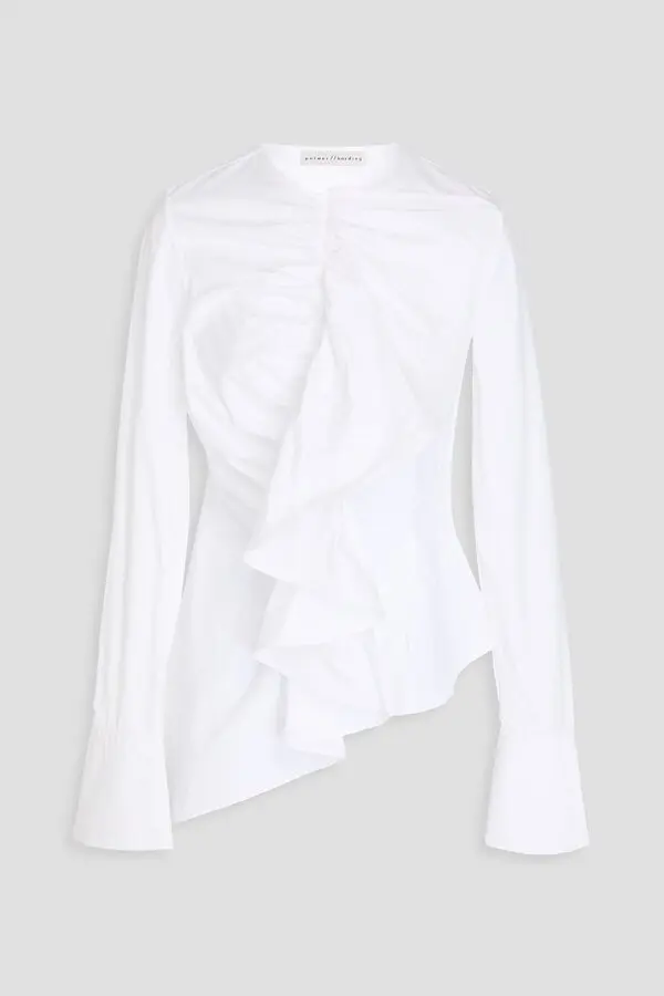 Palmer//harding Ruffled Cotton-poplin Top
