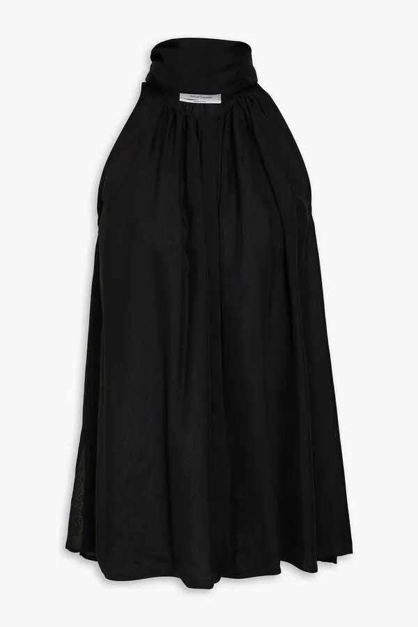 Another Tomorrow Tie-neck Silk-chiffon Top