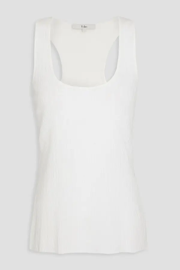 Tibi Cotton-blend Gauze Tank