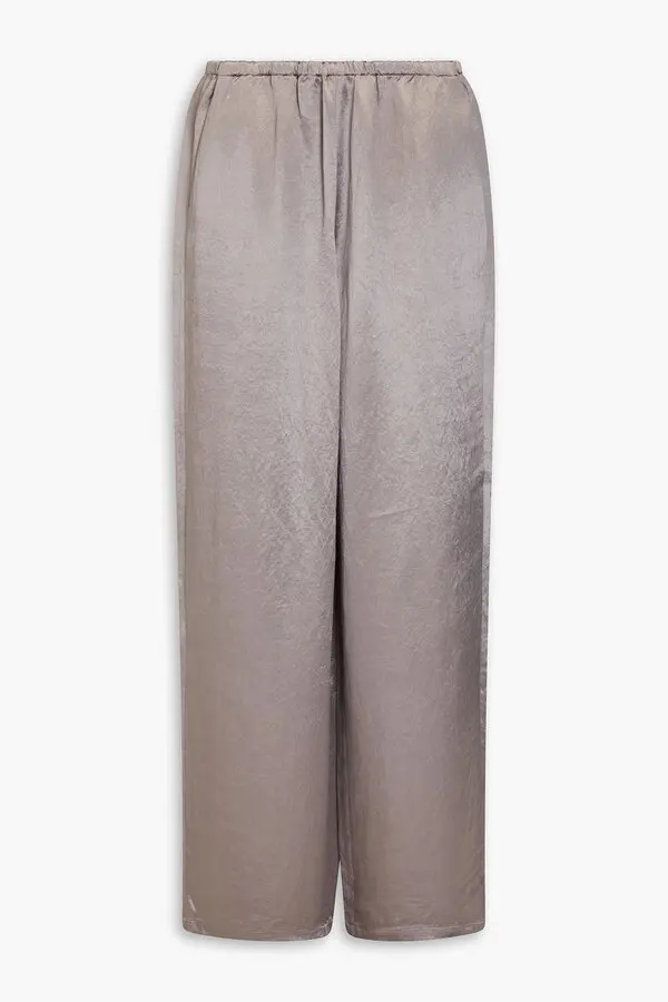 Tibi Satin-twill Wide-leg Pants - Gray