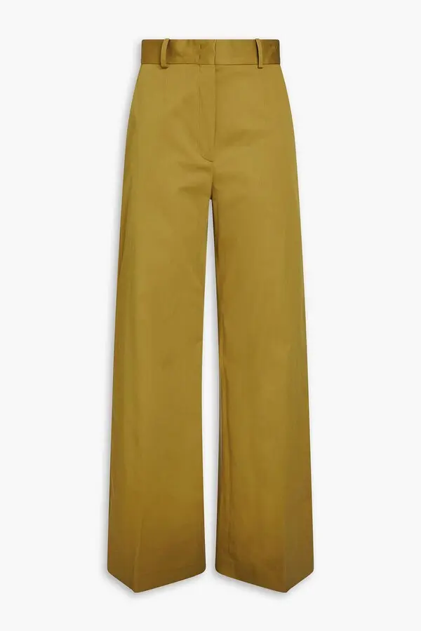 Another Tomorrow Stretch-cotton Twill Wide-leg Pants