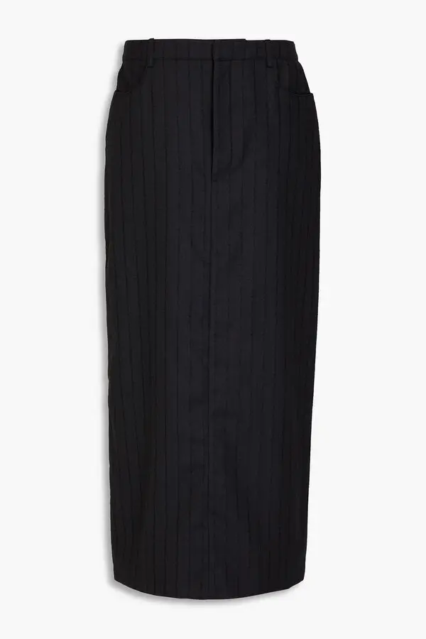LOULOU STUDIO Striped Wool-twill Pencil Skirt