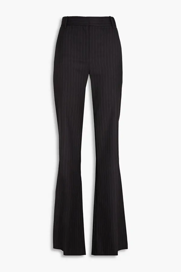 NILI LOTAN Pinstriped Stretch-wool Twill Flared Trousers - Charcoal