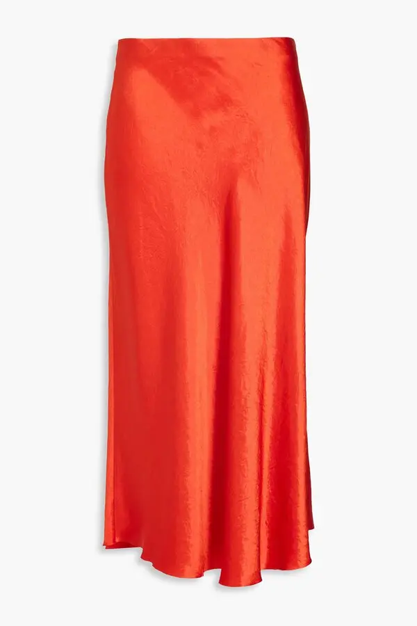 Vince Crinkled Satin Midi Skirt