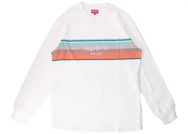 Supreme Shadow Stripe Long Sleeve Top - White