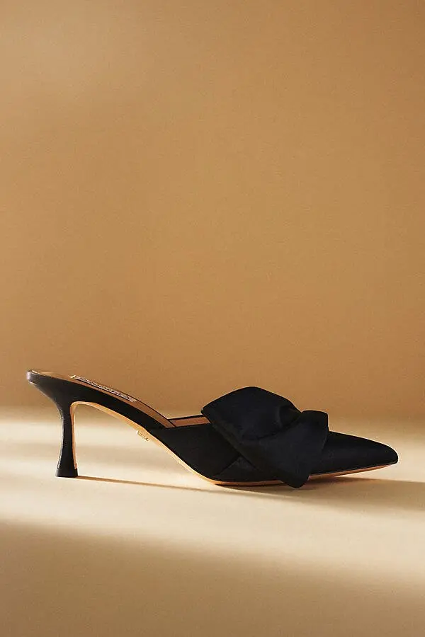 Badgley Mischka Alaya Pointed-toe Kitten-heel Mules - Black