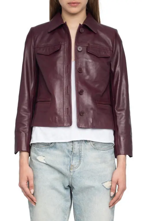 Zadig&Voltaire Liam Leather Jacket - Burgundy