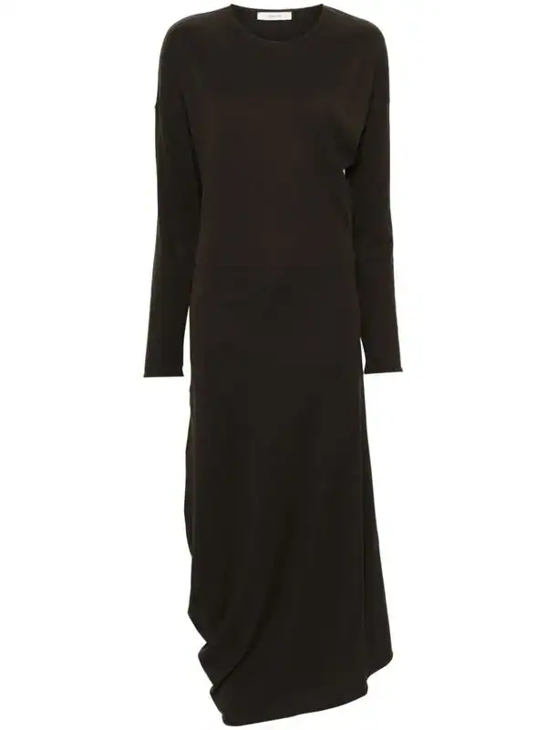 lemaire fitted twisted dress LEMAIRE straight collar twisted dress in dry silk main image 1
