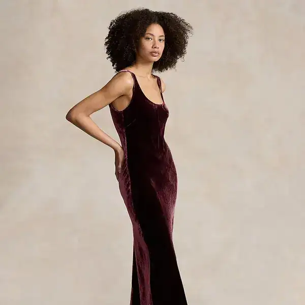 Ralph Lauren Velvet Tank Dress In Harvard Wine - 40% Off | Editorialist