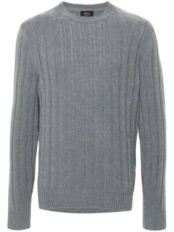 Brioni Ribbed-knit Sweater - Grey
