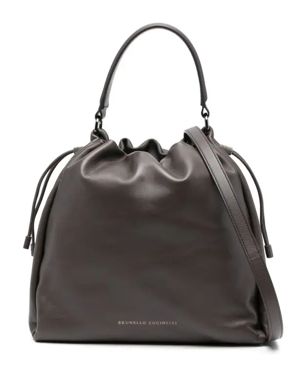 Brunello Cucinelli Leather Crossbody Bag - Grey