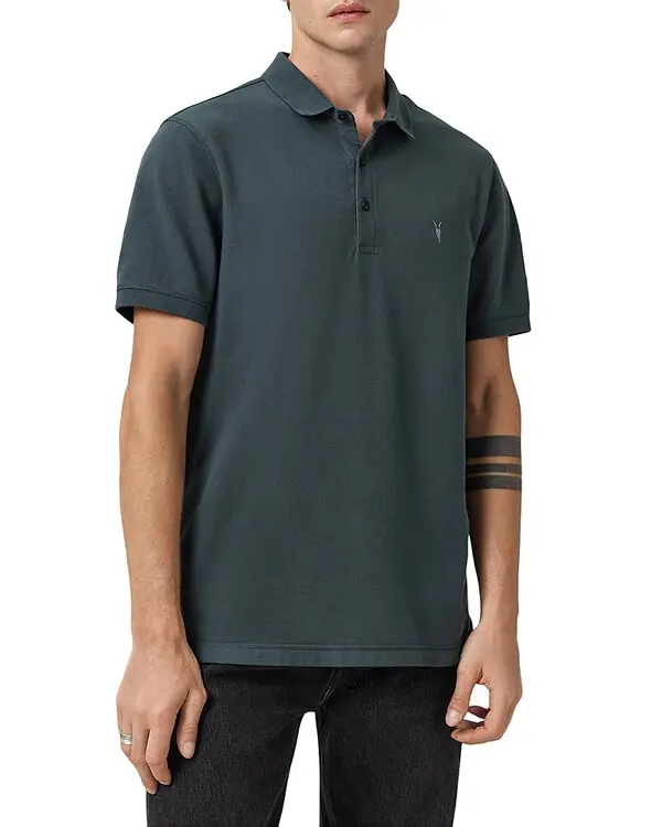 All Saints Reform Cotton Slim Fit Polo Shirt - Sunil Blue