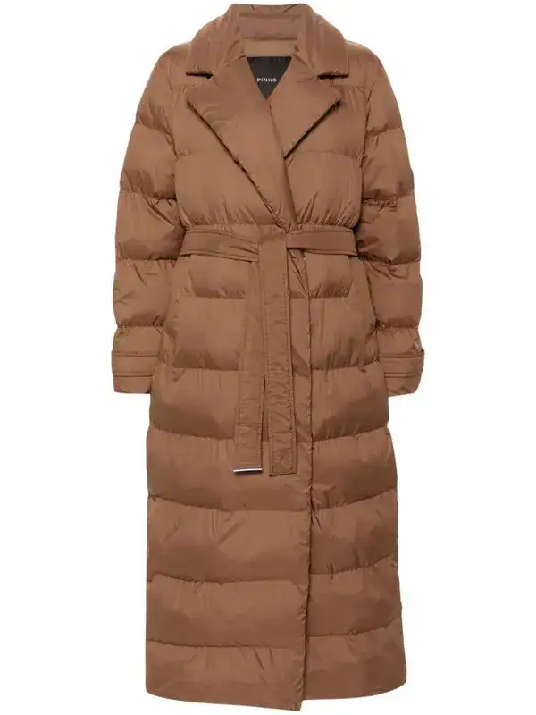 Pinko Taccuino Puffer Coat In Brown 40% Off Editorialist