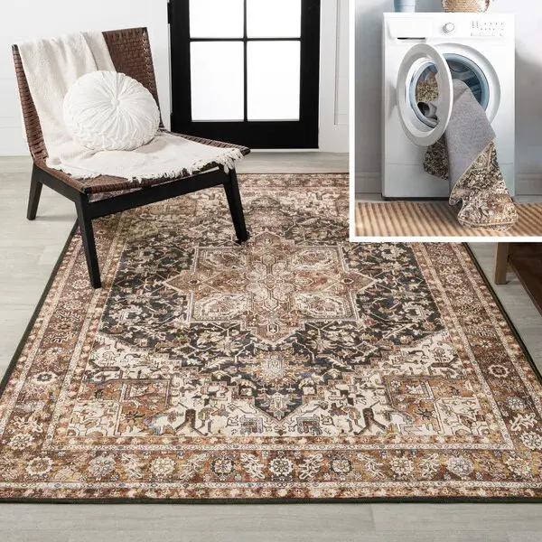 JONATHAN Y Chapell Chenille Traditional Medallion Machine-washable Area Rug