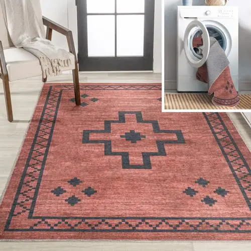 JONATHAN Y Korsa Geometric Medallion Machine-washable Area Rug