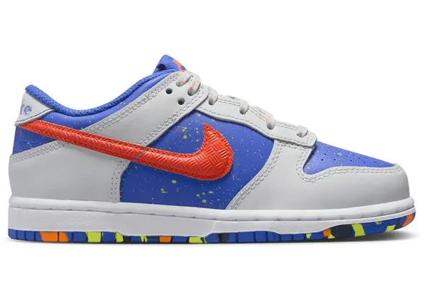 Nike Dunk Low Paint Splatter Sneakers - Photon Dust/astronomy Blue/volt