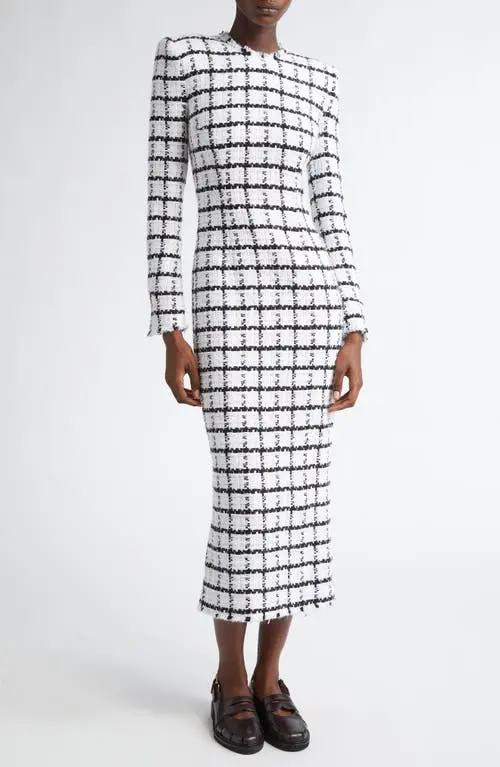 Thom Browne Windowpane Check Tweed Sheath Dress
