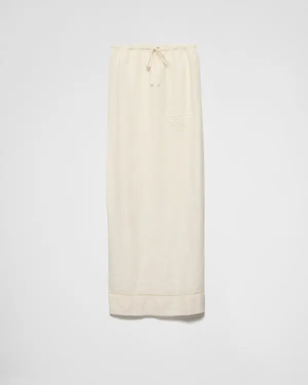 Prada Embroidered Linen Skirt - Ivory