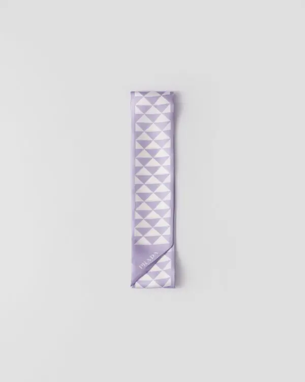 Prada Printed Silk Neck Tie - Wisteria+white