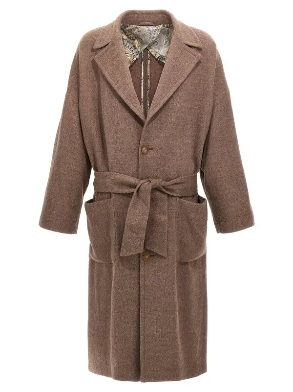 Etro Single-breasted Wool Coat - Beige