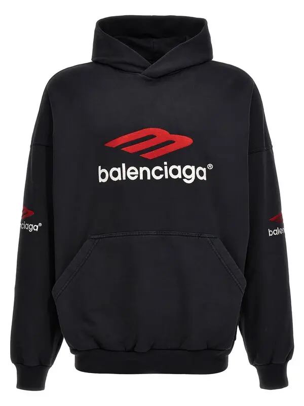 Balenciaga 3 B Sports Icon' Hoodie - Black | Editorialist