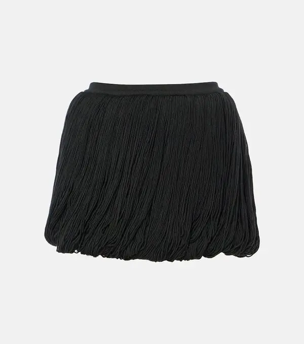 Alaïa Fringed Wool Miniskirt - Black