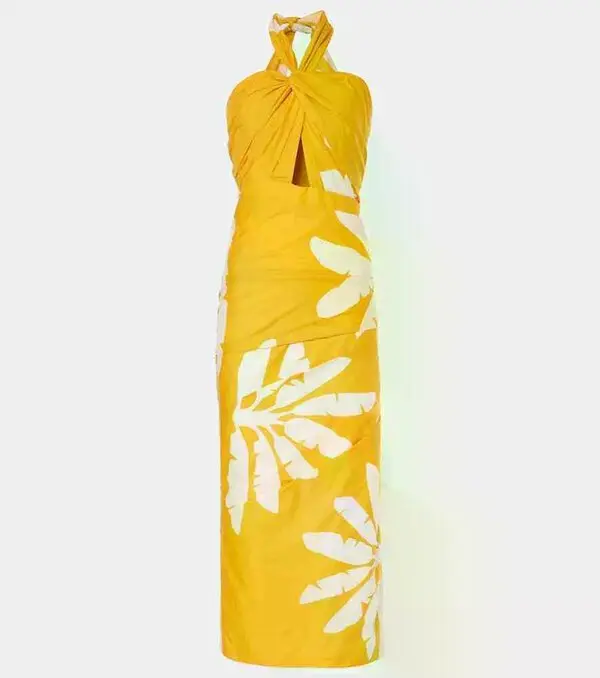Johanna Ortiz Printed Cutout Midi Dress