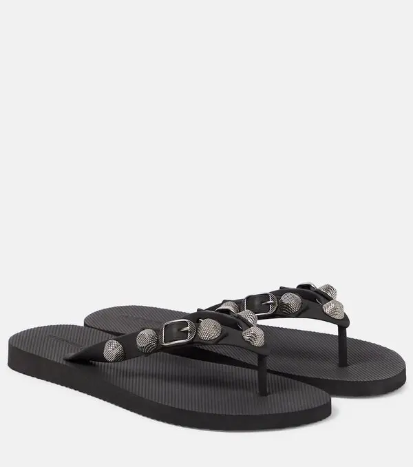 Balenciaga Cagole Embellished Thong Sandals - Black