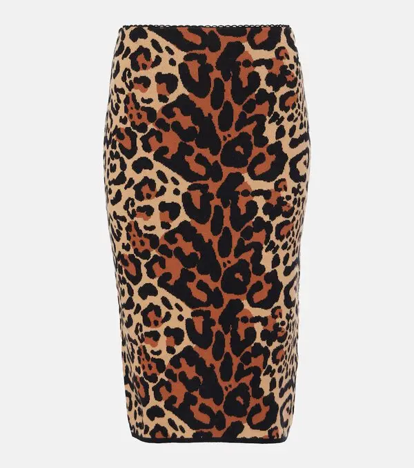 Blumarine Leo Leopard-print Jacquard Pencil Skirt