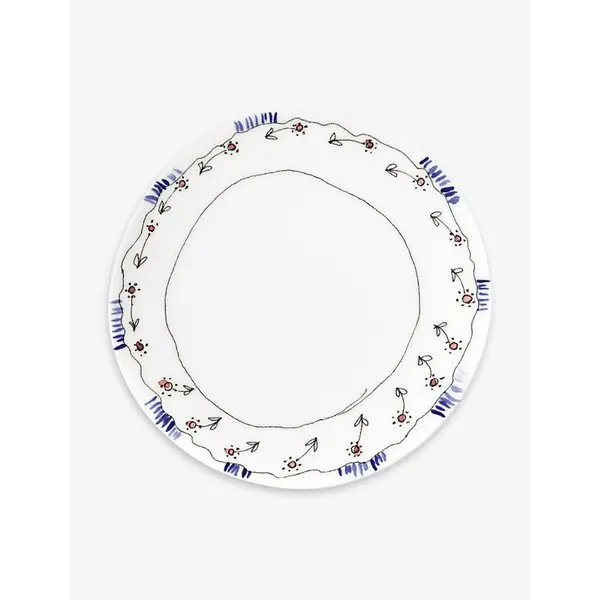 Marni Serax X Midnight Flowers Flower-motif Bone-china Plate 20cm Set Of Two