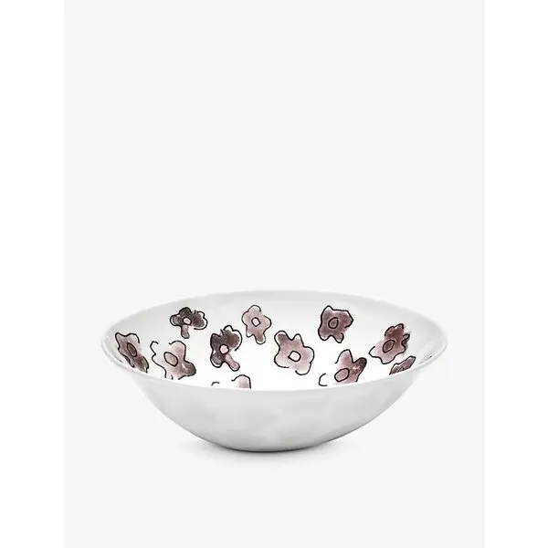 Marni Serax X Viola Prugna Flower-motif Bone-china Bowl 14cm Set Of Two