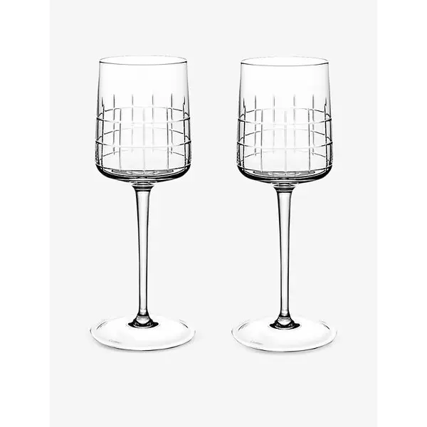 Christofle Graphik Crystal-glass Red Wine Glasses Set Of Two