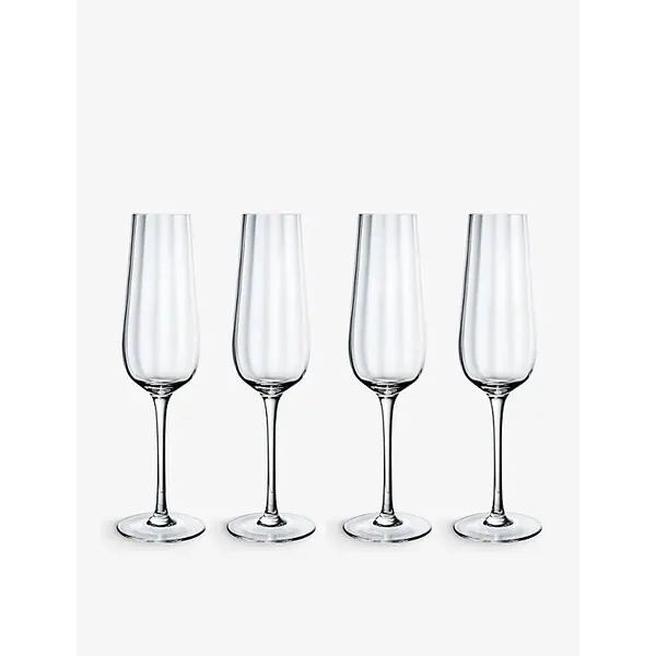 VILLEROY & BOCH Rose Garden Glass Champagne Flutes Set Of Four
