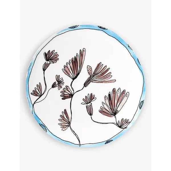 Marni Serax X Midnight Flowers Flower-motif Bone-china Plate 20cm Set Of Two