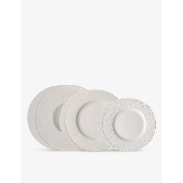 VILLEROY & BOCH Manufacture Rock Blanc Porcelain Plates Set Of Six