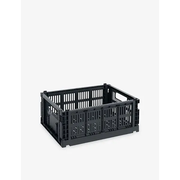 HAY Colour Stackable Medium Plastic Crate 34cm X 26cm - Charcoal