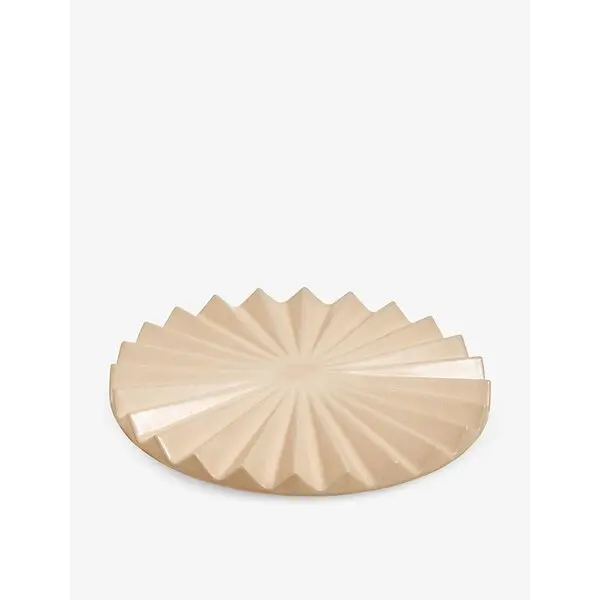 OUR PLACE Pleated Glazed-stoneware Trivet 25.4cm - Chickpea