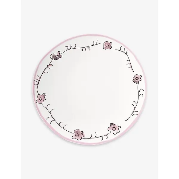 Marni Serax X Midnight Flowers Flower-motif Bone-china Plate 28cm Set Of Two