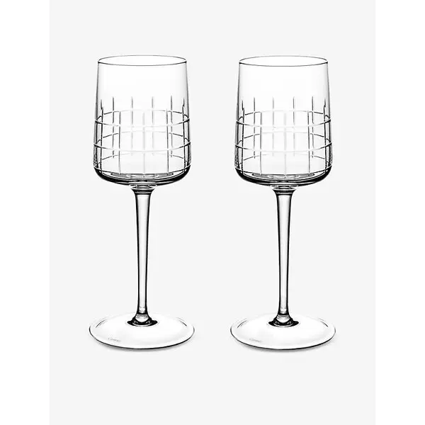 Christofle Graphik Crystal-glass Water Glasses Set Of Two