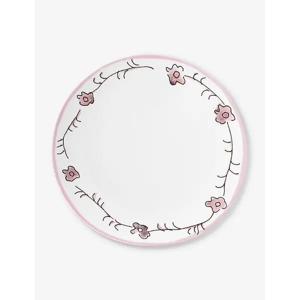 Marni Serax X Viola Prugna Flower-motif Bone-china Plate Set Of Two