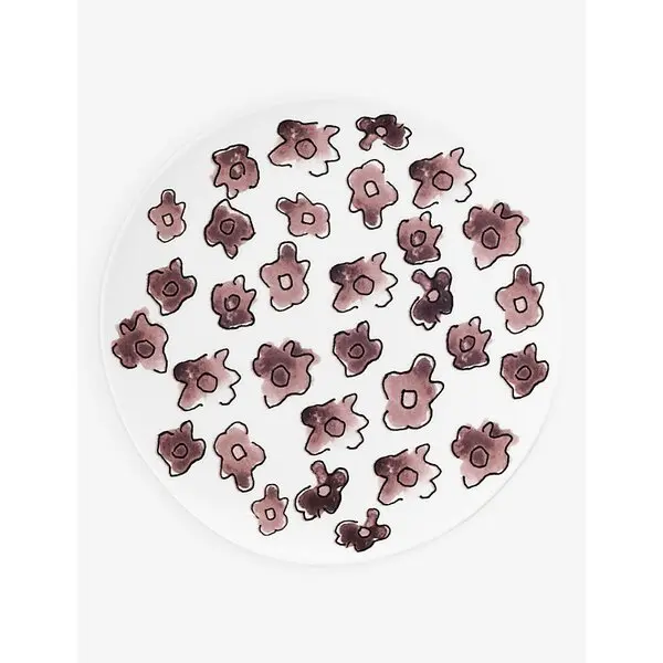Marni Serax X Viola Prugna Flower-motif Bone-china Plate Set Of Two