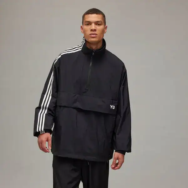 Adidas Y-3 3-Stripes Nylon Shell 1/2 Zip Jacket In Black - 40% Off