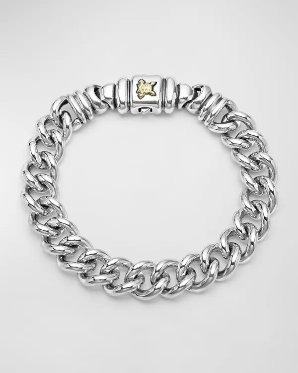 Lagos Sterling And 18k Gold Anthem Curb Krunch Crest Chain Bracelet