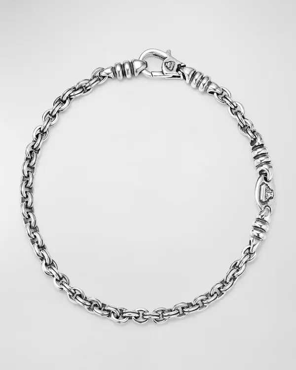 Lagos Anthem Double Link Caviar Chain Bracelet - Silver