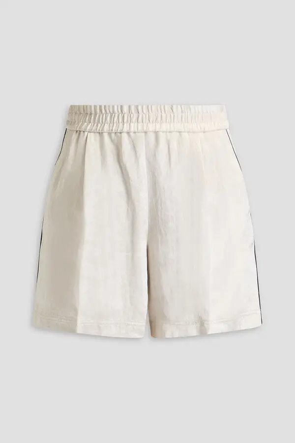 Helmut Lang Pleated Crinkled Crepe Satin Shorts