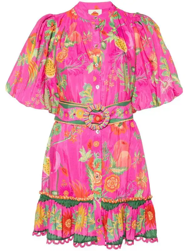 strapless open back dress Farm Rio Women's Delicate Fruit Garden Mini Dress – Saint Bernard main image 0