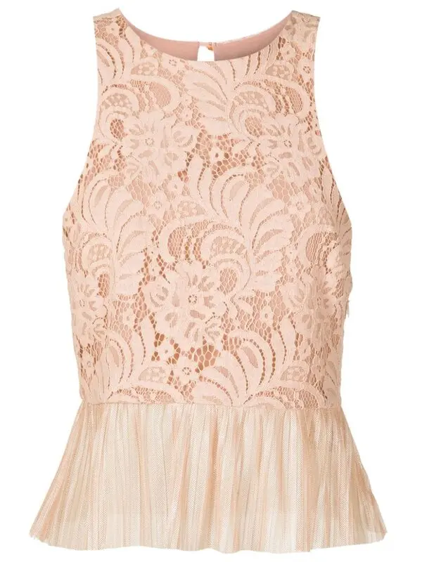 LETHICIA BRONSTEIN Ruffle Lace Top - White