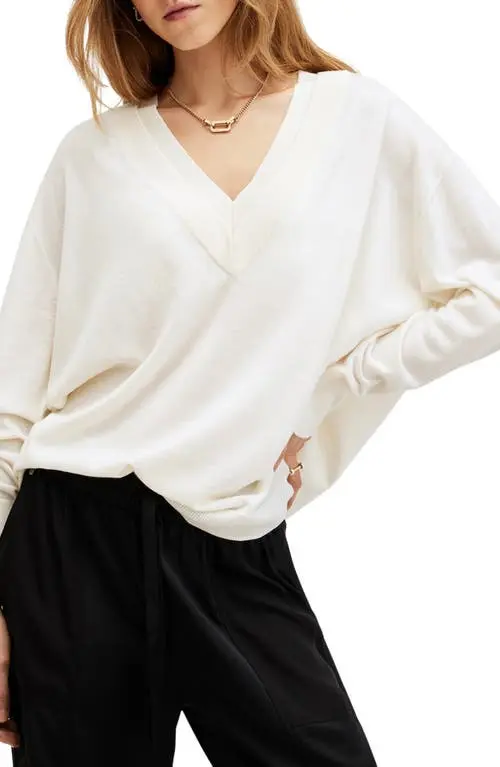 All Saints Bern V-neck Wool Sweater - Chalk White